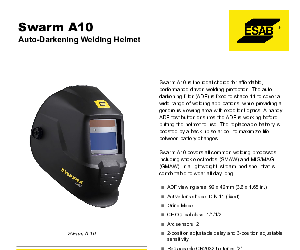 ESAB® SWARM A10 Welding Helmet - Josef Gas