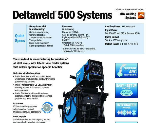 Miller Pkg,Deltaweld 500 230/460 Migrunner W/Intellx Pro - Josef Gas