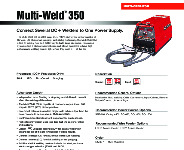 MULTI-WELD® 350 Multi-Operator Welder - Josef Gas