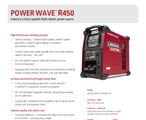 Power Wave® R450 Robotic Power Source with Wi-Fi & Bluetooth - Josef Gas