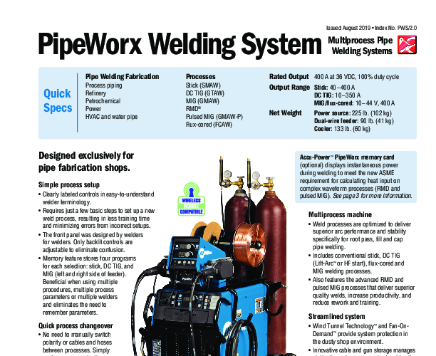 PIPEWORX 400 POWER SOURCE, 230/460V - Josef Gas