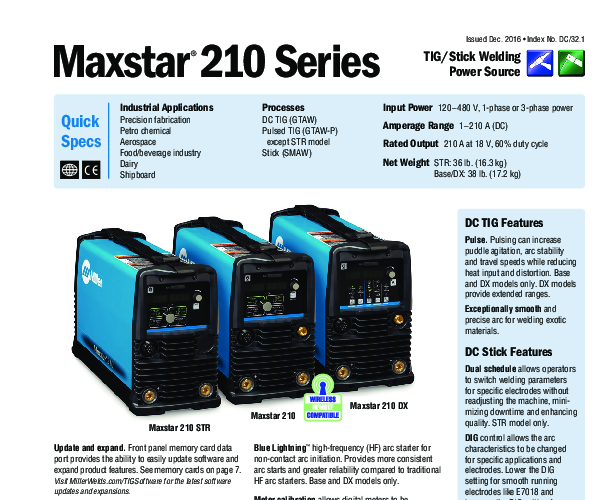 Maxstar 210 STR 120-480 Vac 50/60Hz - Josef Gas