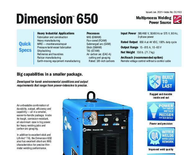 PKG,DIMENSION 650 STATIONARY - Josef Gas