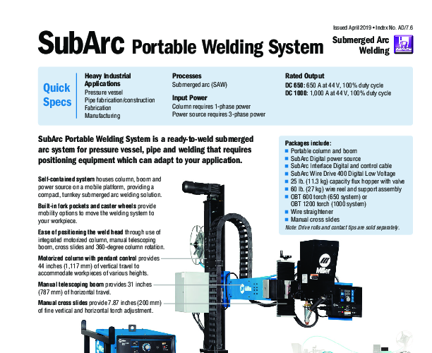SUBARC DC 1000 DIGITAL PORTABLE WELDING SYSTEM - Josef Gas