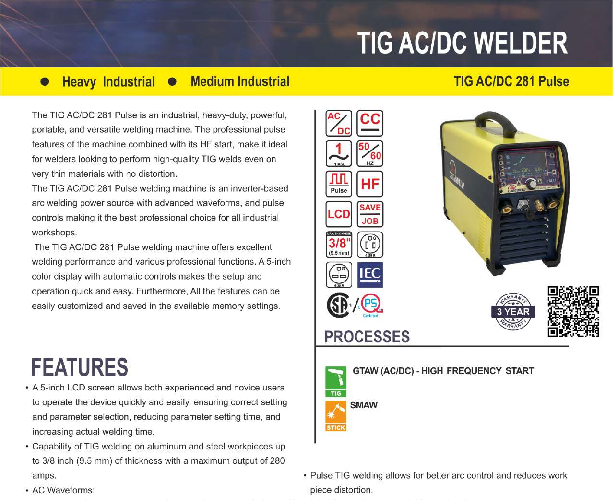 Tig AC/DC 281 Pulse Silver Package Air Cooled - Josef Gas