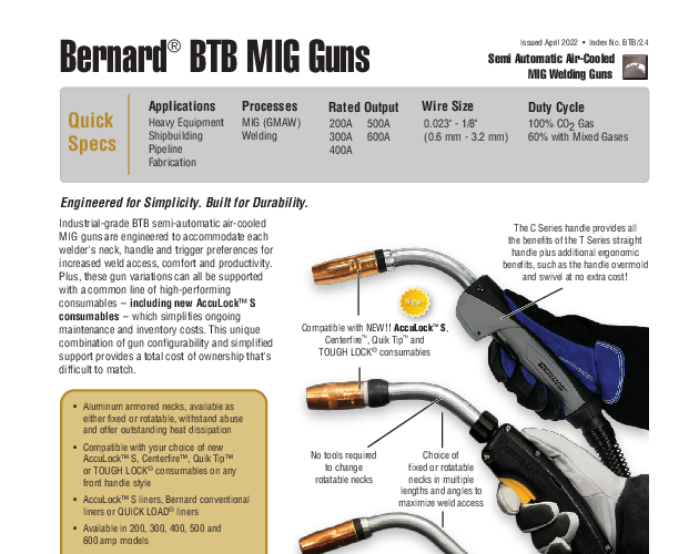 Mig Gun OEM 400A 15Ft Centerfire Miller Conn. Bernard - Josef Gas